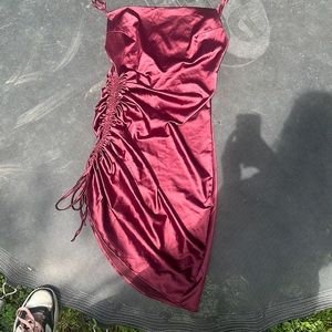 Dresses | Burgundy Scrunched Dress | Poshmark